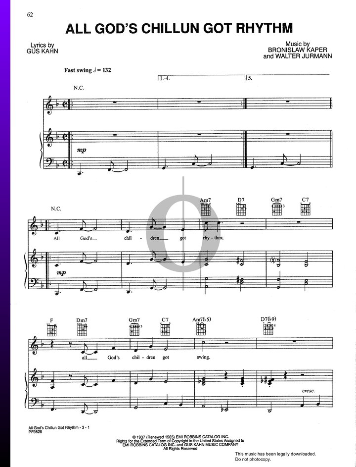 All God's Chillun Got Rhythm (Bronisław Kaper, Walter Jurmann) Piano Sheet Music - OKTAV