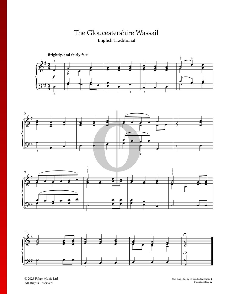 Gloucestershire Wassail » Anonymous - Partitions de piano - OKTAV