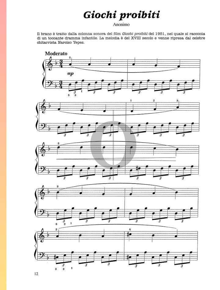 Forbidden Games (Anonymous) Piano Sheet Music - OKTAV