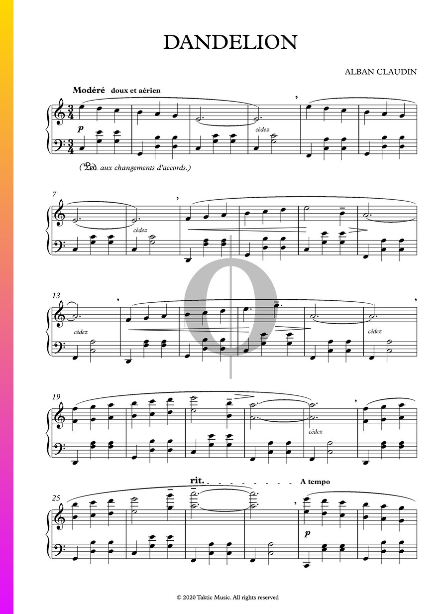 Dandelion (Alban Claudin) Piano Sheet Music - OKTAV