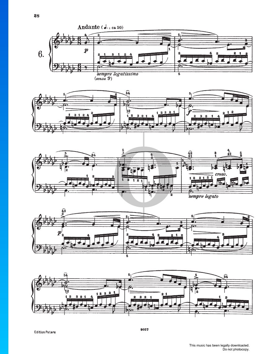 Étude in E-flat Minor, Op. 10 No. 6 (Frédéric Chopin) Piano Sheet Music - OKTAV