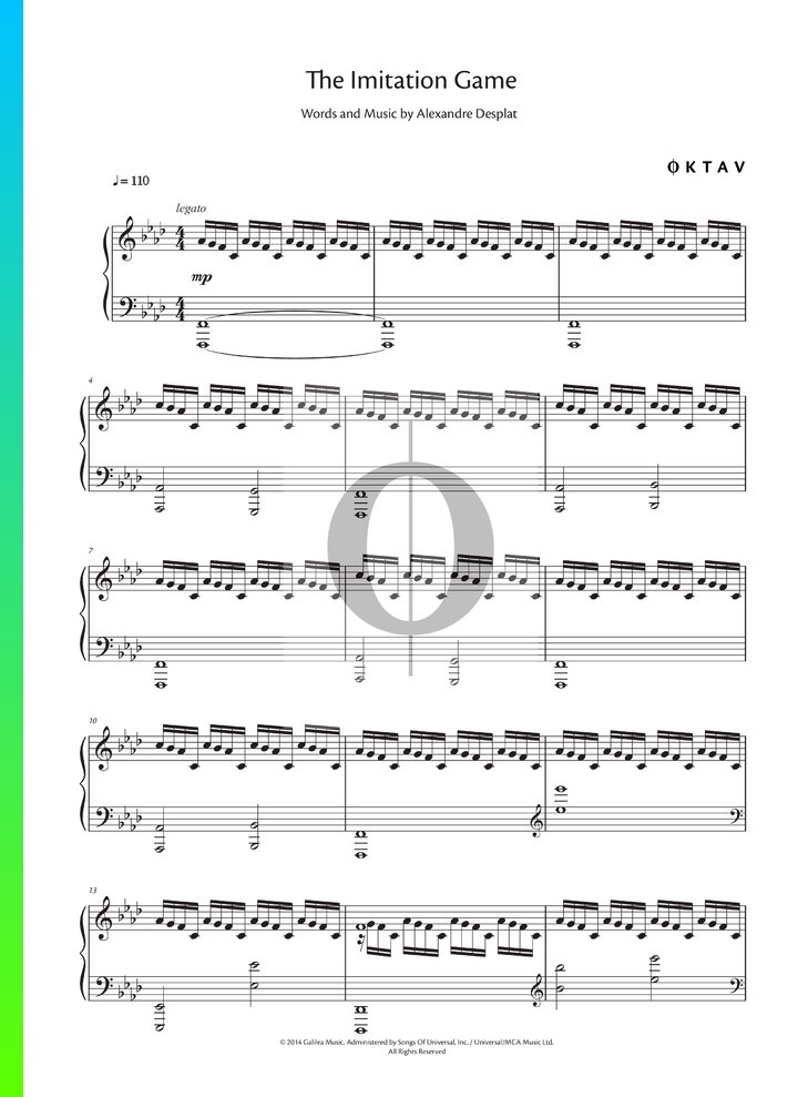 The Imitation Game Piano Sheet Music from The Imitation Game by ...