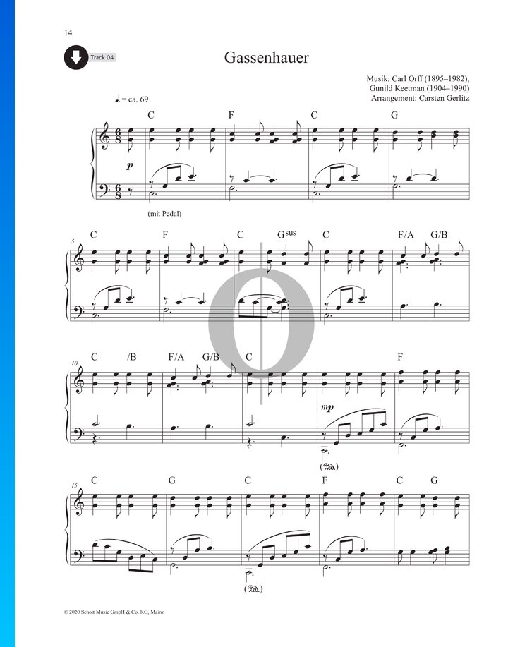 Gassenhauer (Carl Orff) Piano Sheet Music - OKTAV
