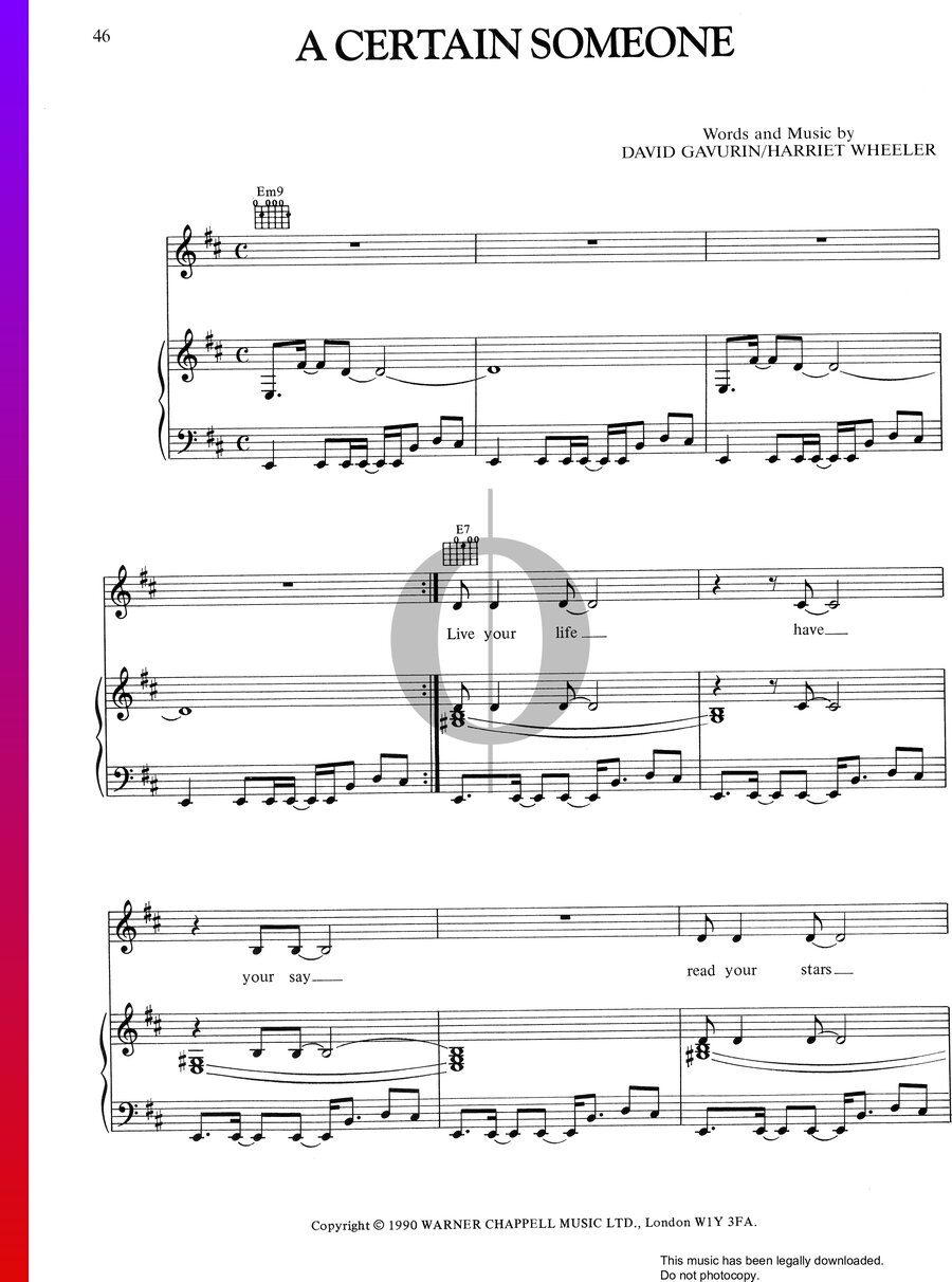 A Certain Someone (The Sundays) Piano Sheet Music - OKTAV