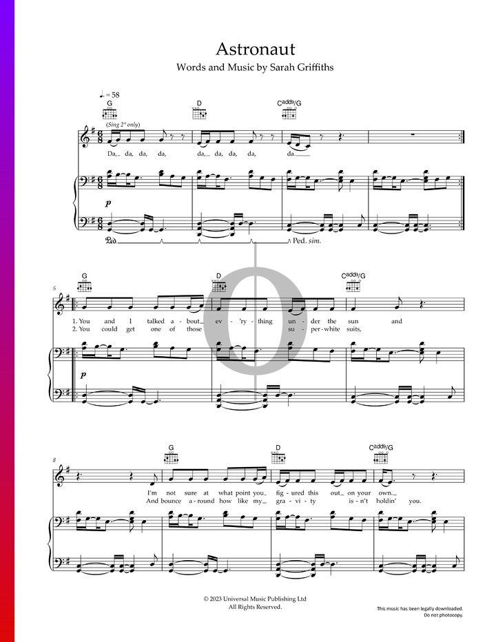 Astronaut (Griff) Piano Sheet Music - OKTAV