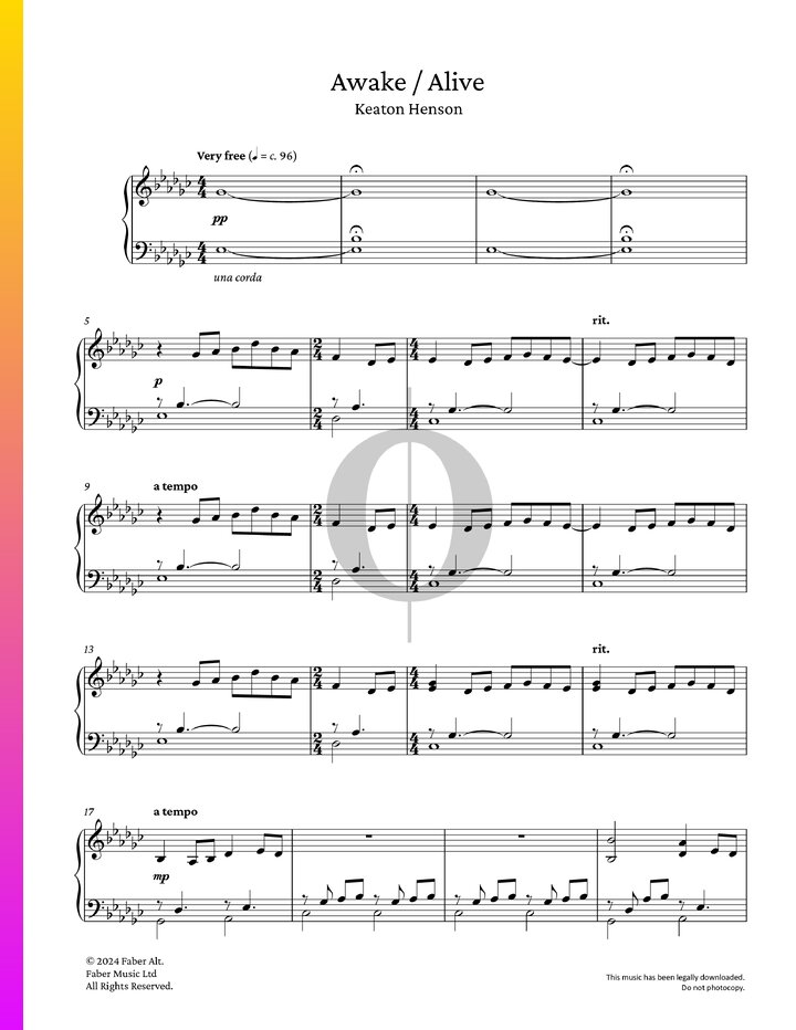 Awake/Alive (Keaton Henson) Piano Sheet Music - OKTAV