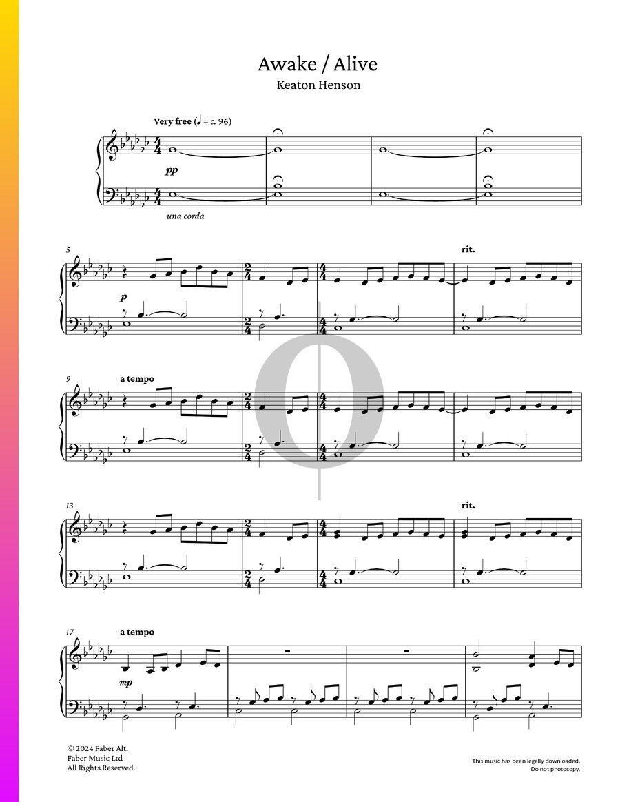 Awake/Alive (Keaton Henson) Piano Sheet Music - OKTAV