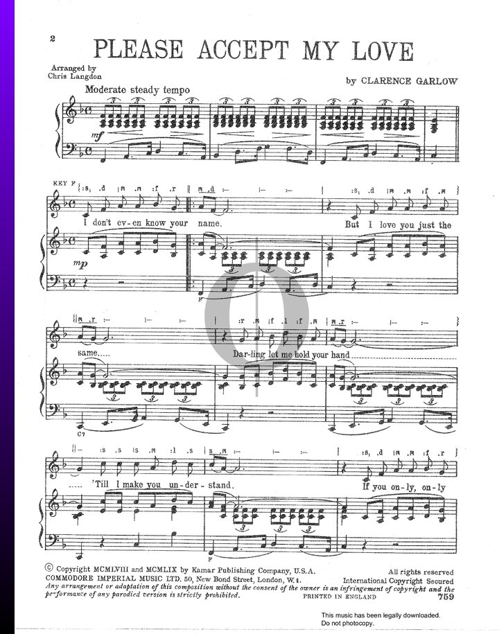 Please Accept My Love » B. B. King - Partitions de piano - OKTAV
