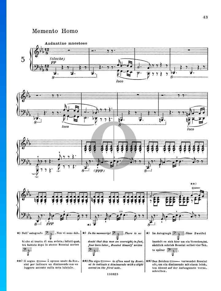 Memento Homo (Gioachino Antonio Rossini) Piano Sheet Music - OKTAV