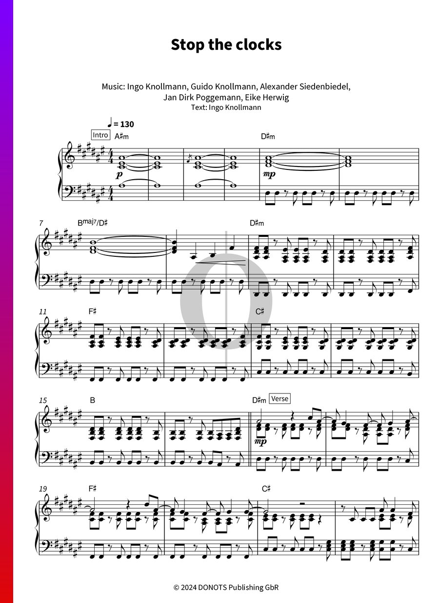 Stop the clocks (Donots) Piano Sheet Music - OKTAV