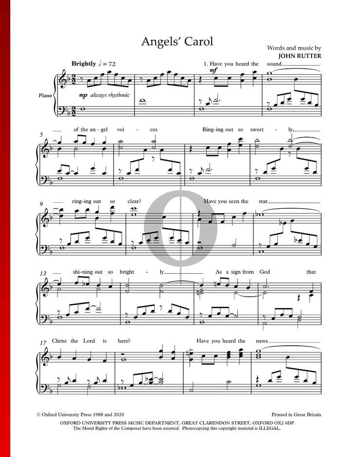 Angels' Carol (John Rutter) Piano Sheet Music - OKTAV