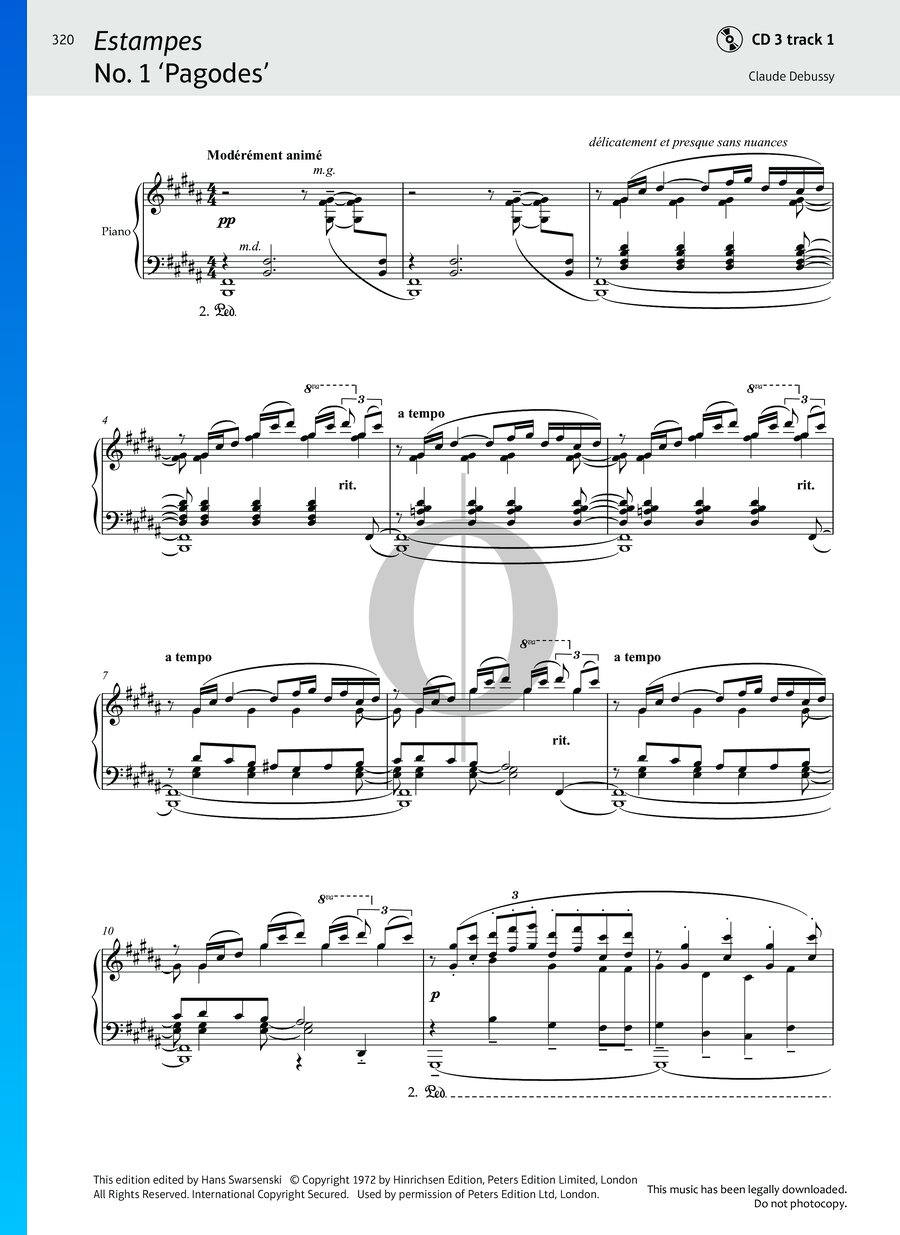 Estampes: No. 1 Pagodes (Claude Debussy) Piano Sheet Music - OKTAV