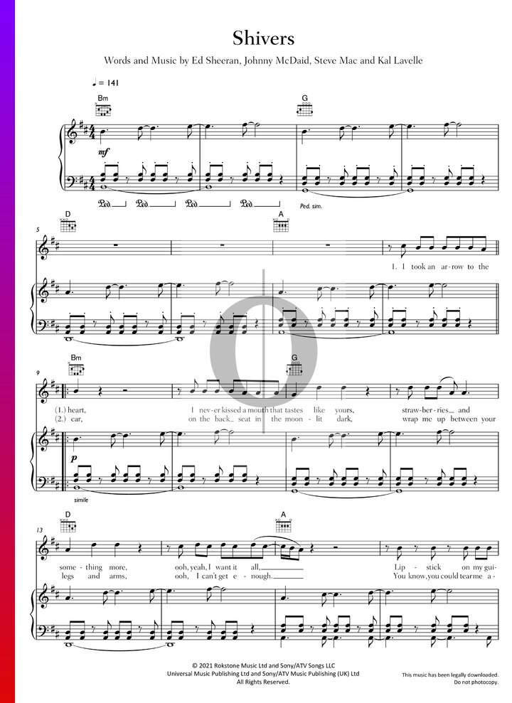 Shivers (Ed Sheeran) Piano Sheet Music - OKTAV