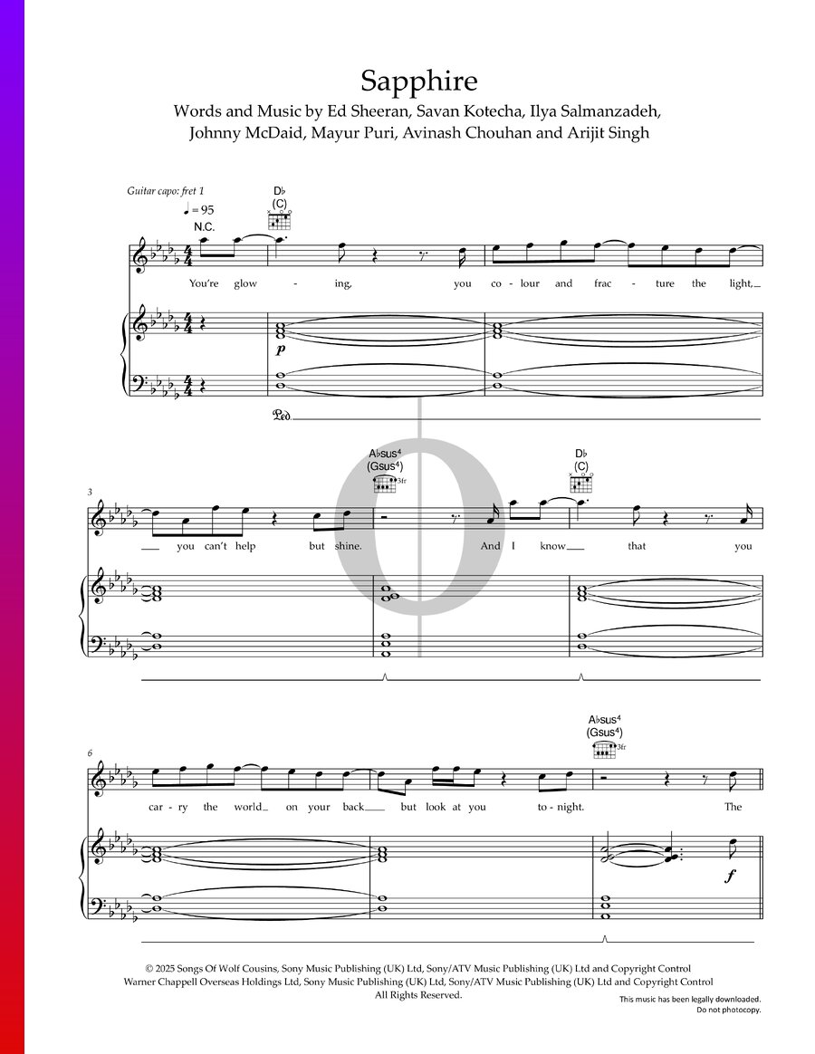Sapphire (Ed Sheeran) Piano Sheet Music - OKTAV