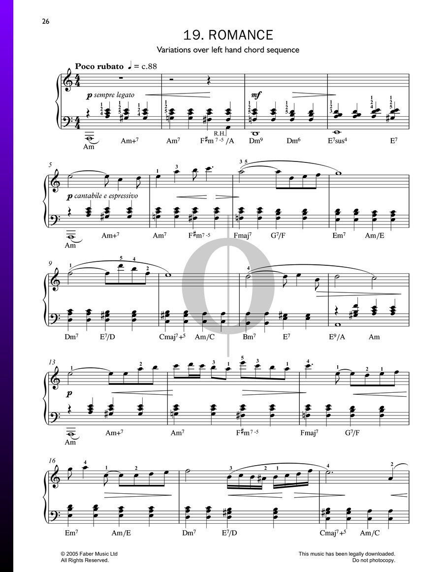 Romance (John Kember) Piano Sheet Music - OKTAV