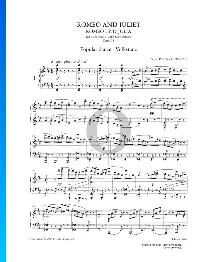 Romeo and Juliet, Op. 75: Popular Dance (Sergei Prokofiev) Piano Sheet Music - OKTAV