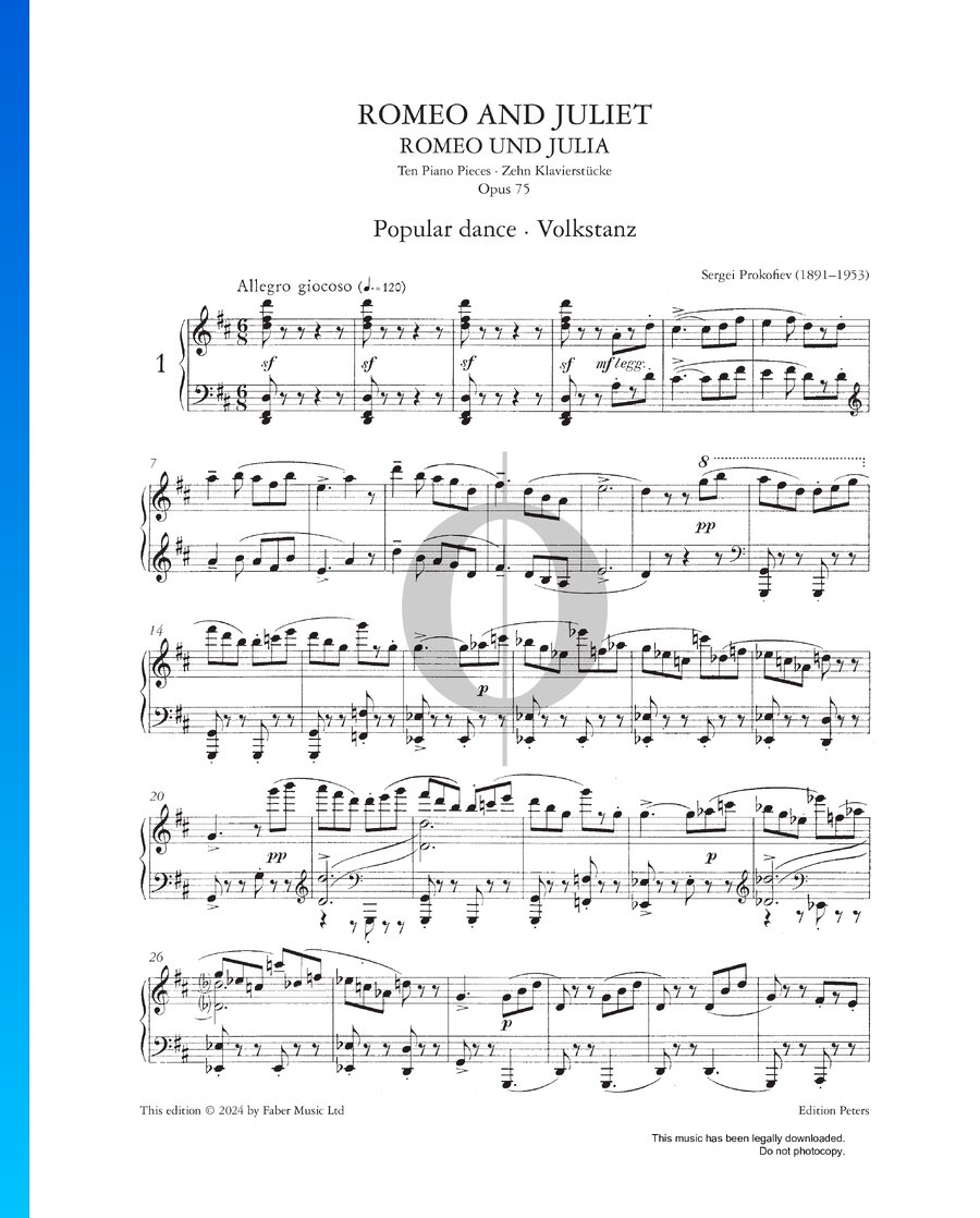 Romeo and Juliet, Op. 75: Popular Dance » Sergei Prokofiev - Partituras ...