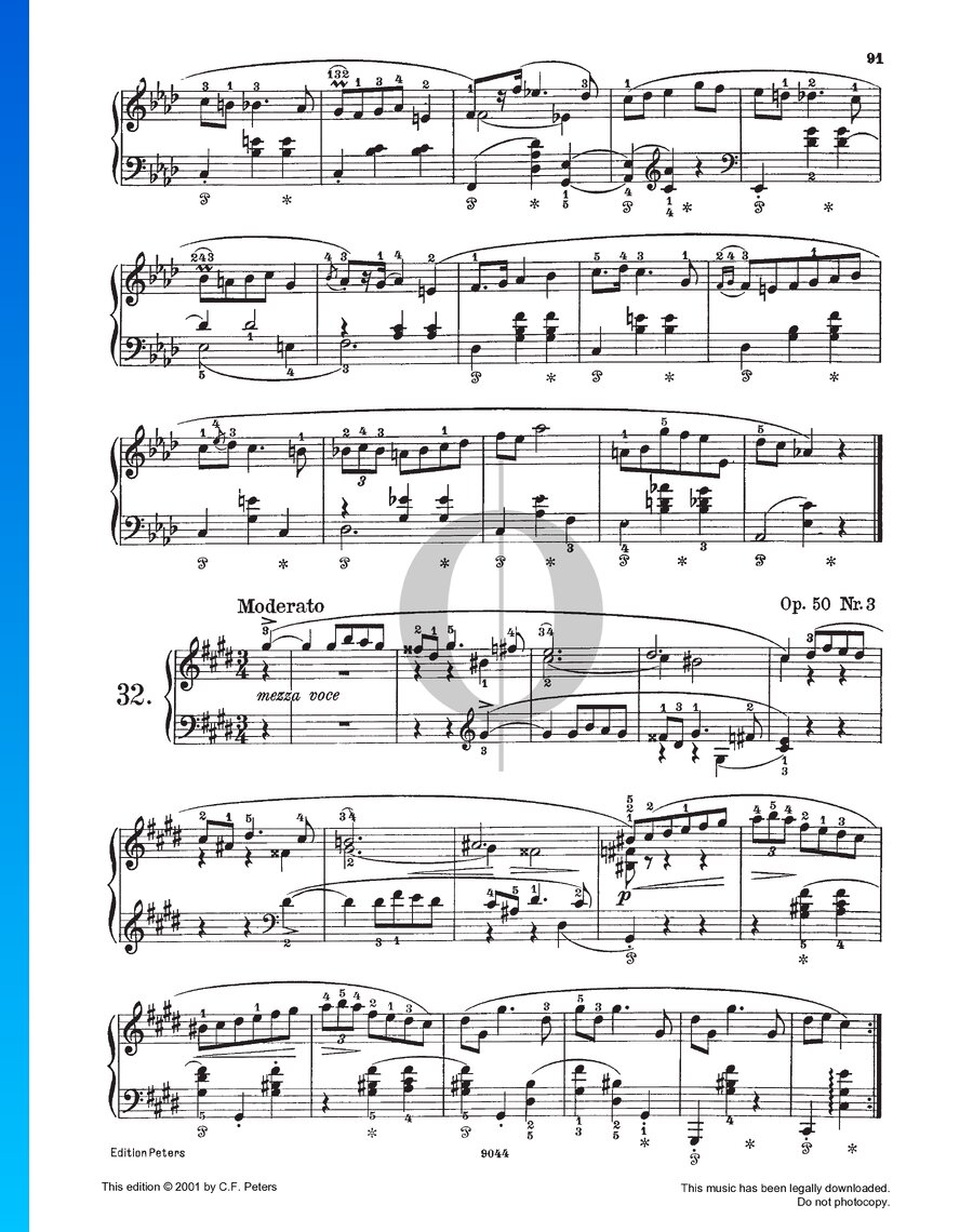 Mazurka in E Major, Op. 50 No. 3 (Frédéric Chopin) Piano Sheet Music ...