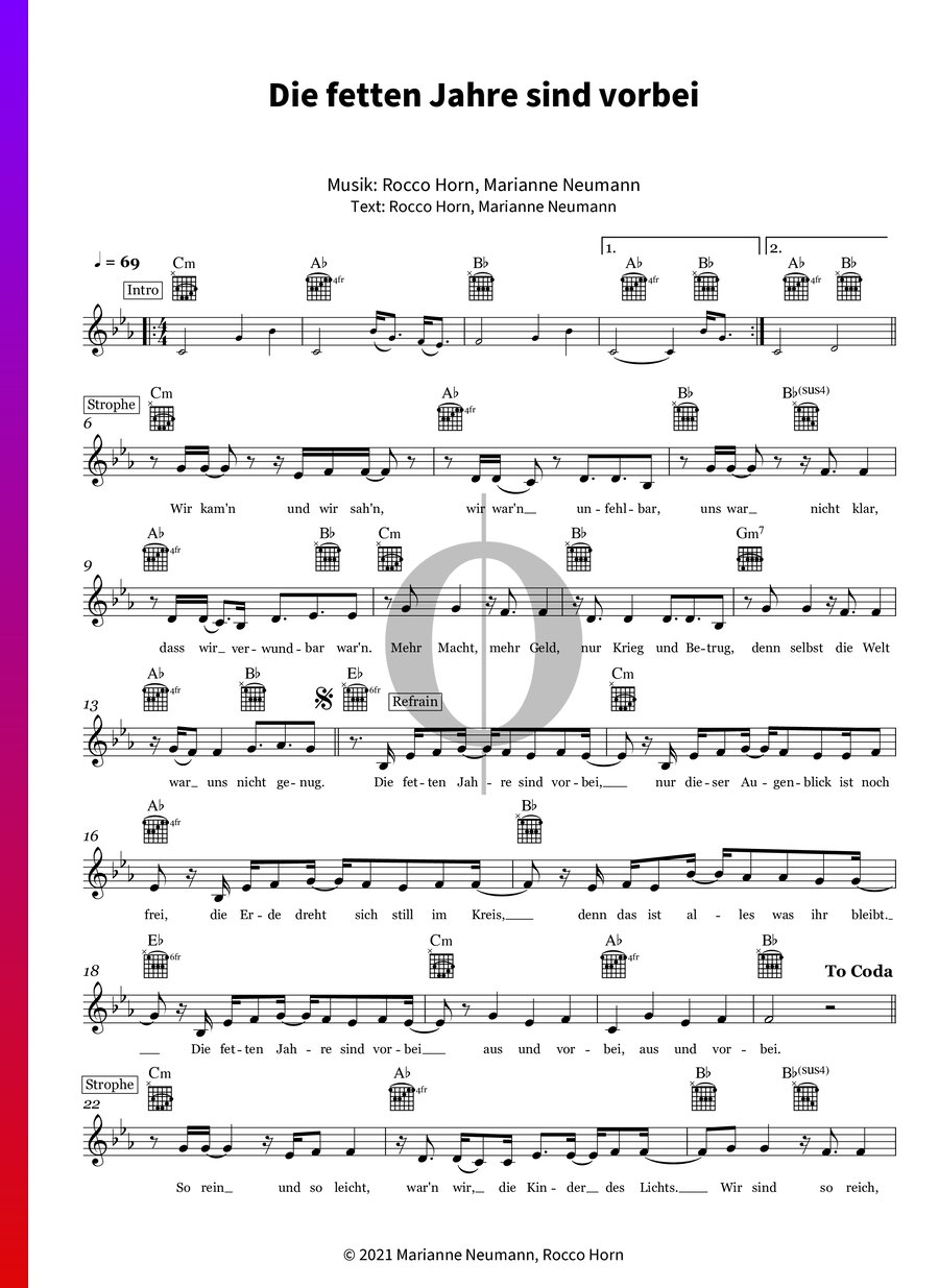 Die fetten Jahre sind vorbei (Berge) Piano Sheet Music - OKTAV