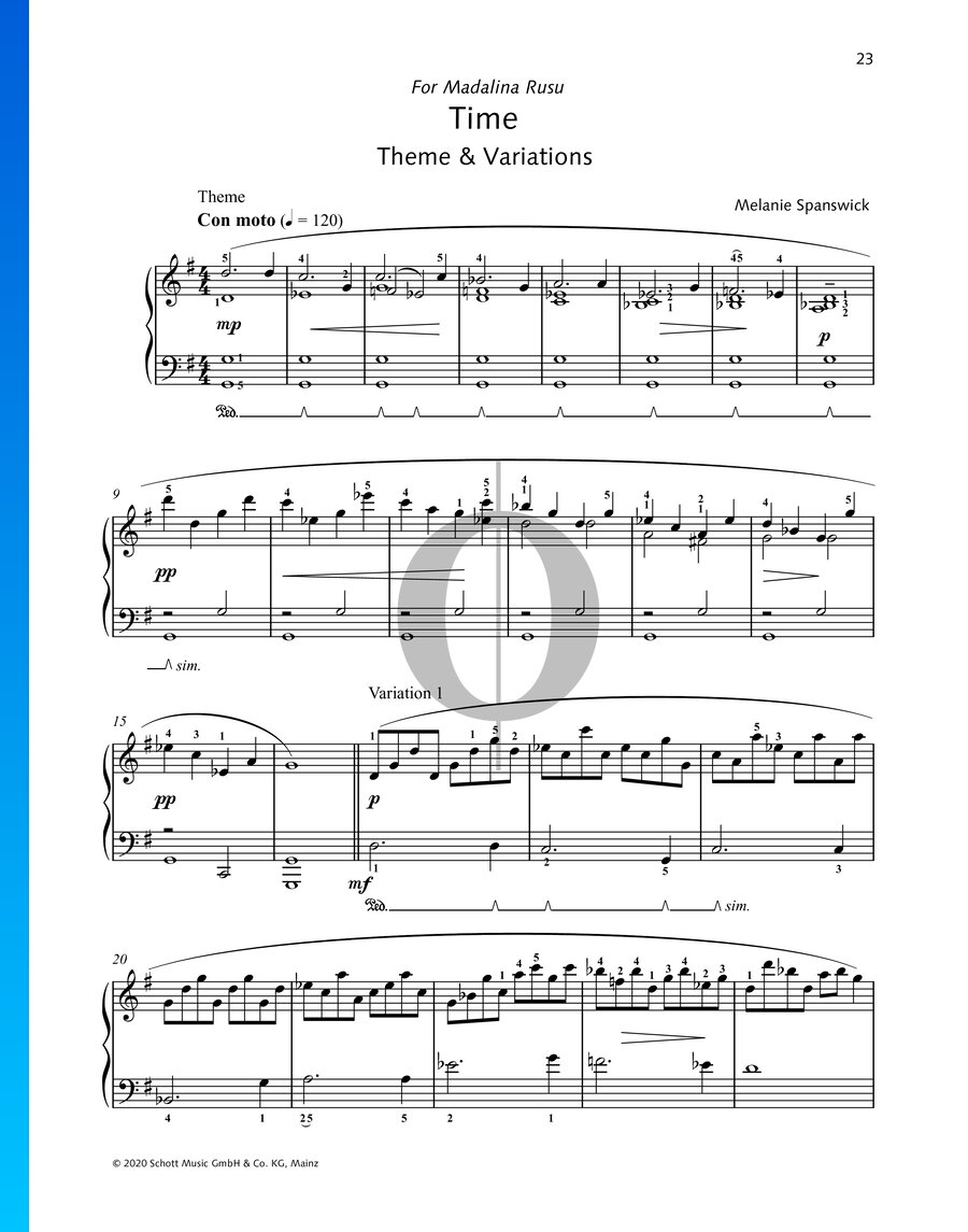 Time (Melanie Spanswick) Piano Sheet Music - OKTAV