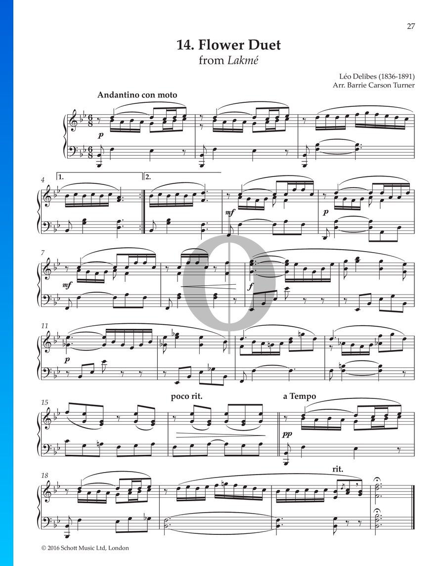 Flower Duet (Léo Delibes) Piano Sheet Music - OKTAV