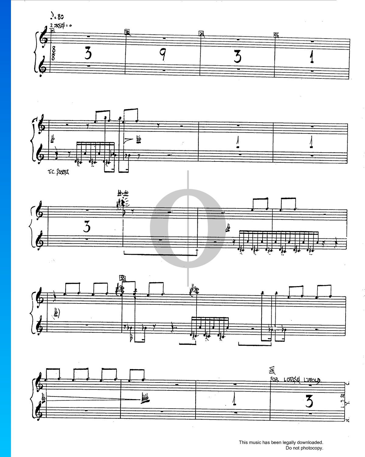 Waiting (John Cage) Piano Sheet Music - OKTAV