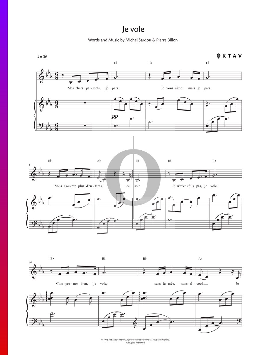 Je vole (Louane) Piano Sheet Music - OKTAV