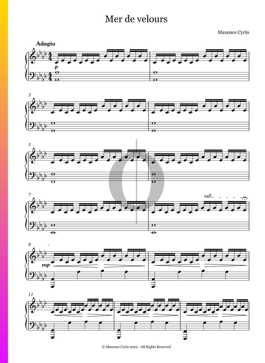 Mer de velours (Maxence Cyrin) Piano Sheet Music - OKTAV
