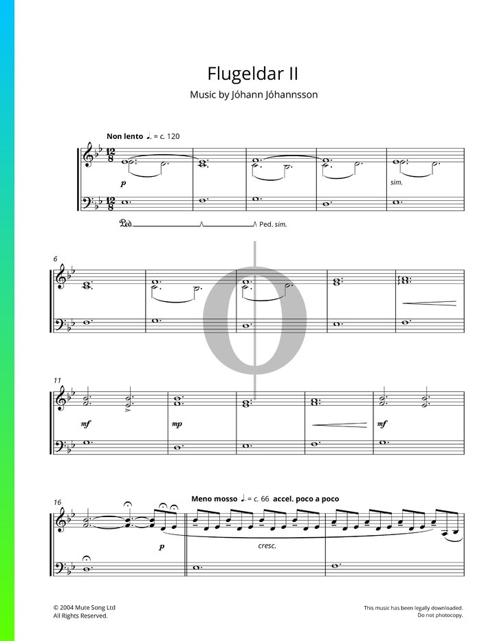 Flugeldar II Piano Sheet Music from Dís by Jóhann Jóhannsson - OKTAV
