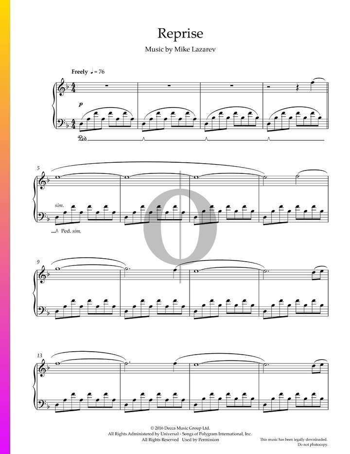 Reprise (Mike Lazarev) Piano Sheet Music - OKTAV