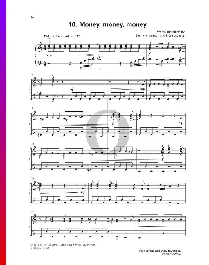 Money, Money, Money (ABBA) Piano Sheet Music - OKTAV