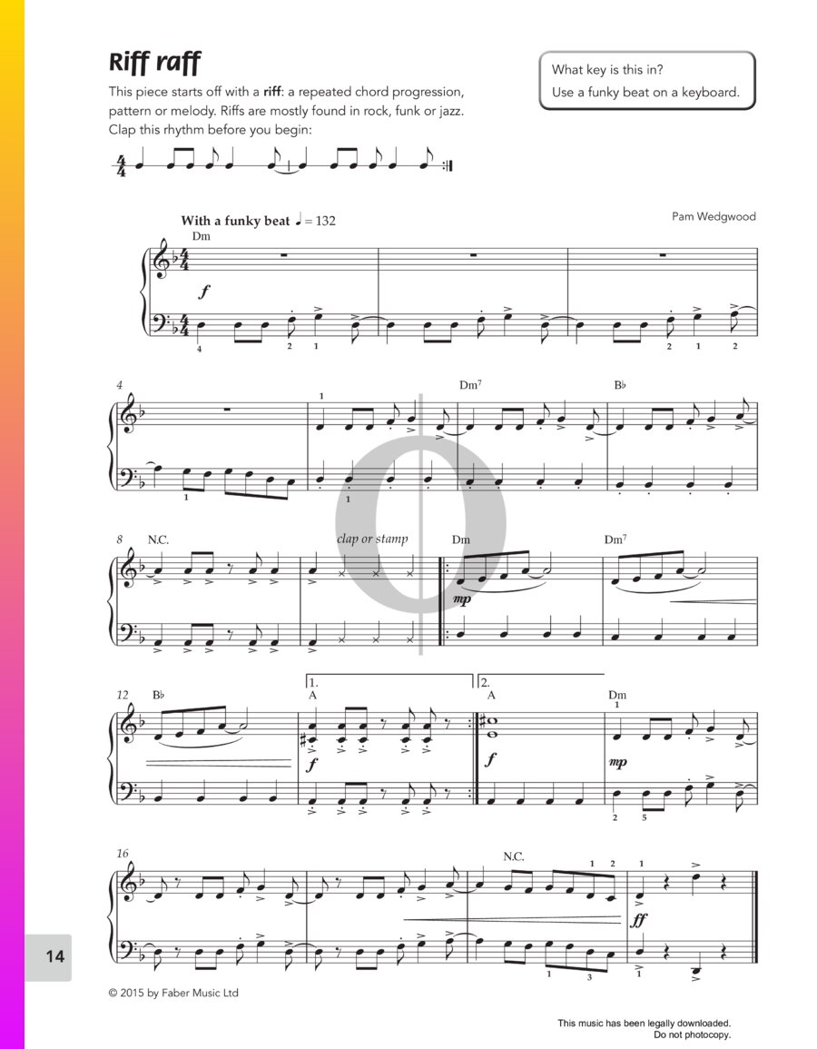 Riff Raff » Pam Wedgwood - Partitions de piano - OKTAV