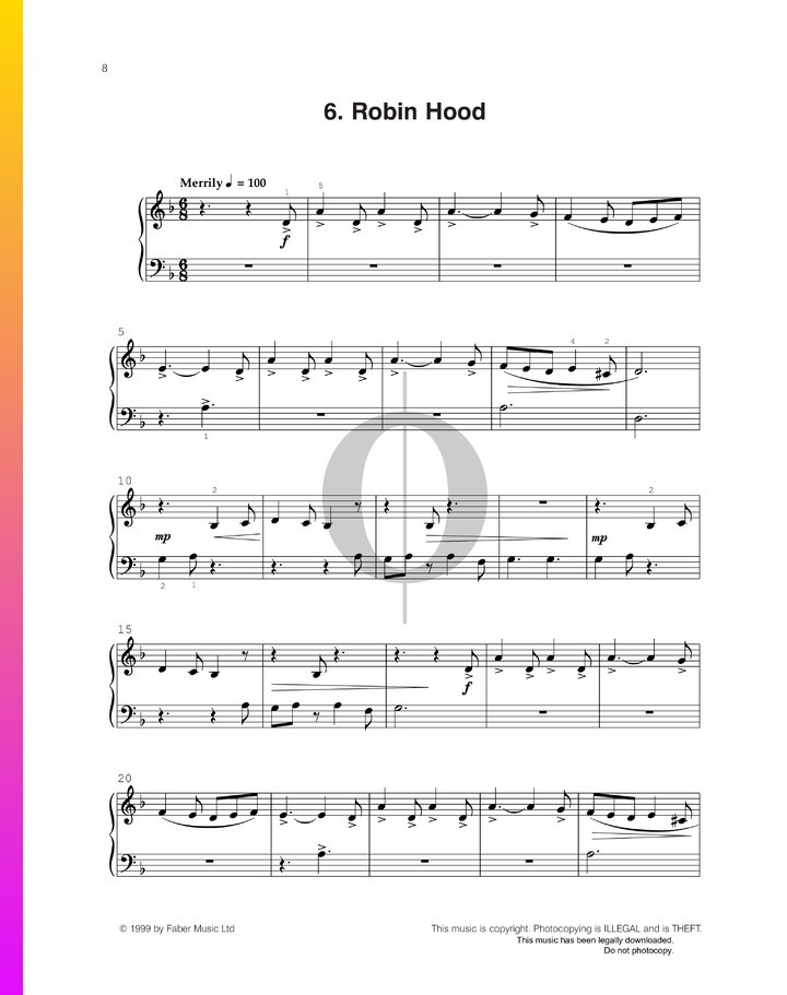 Robin Hood (Pam Wedgwood) Piano Sheet Music - OKTAV
