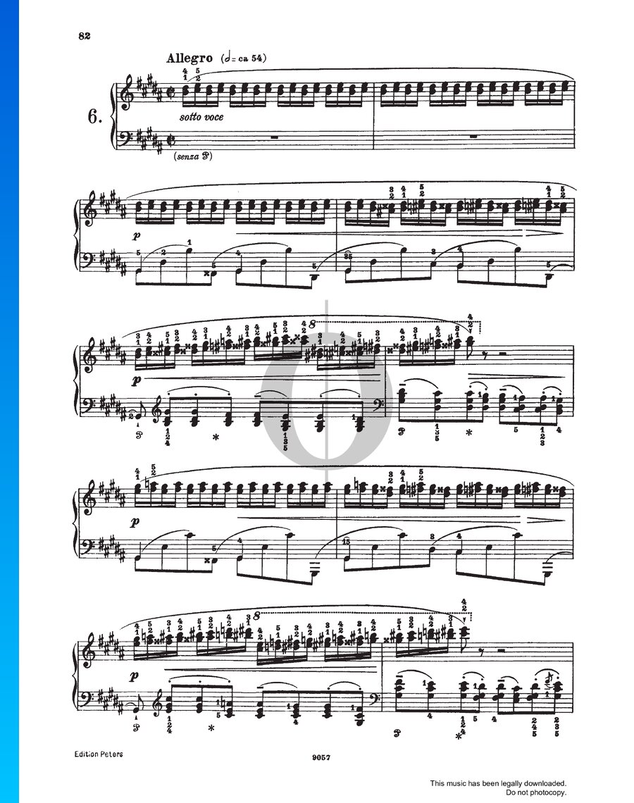 Étude in B Major, Op. 25 No. 6 (Frédéric Chopin) Piano Sheet Music - OKTAV