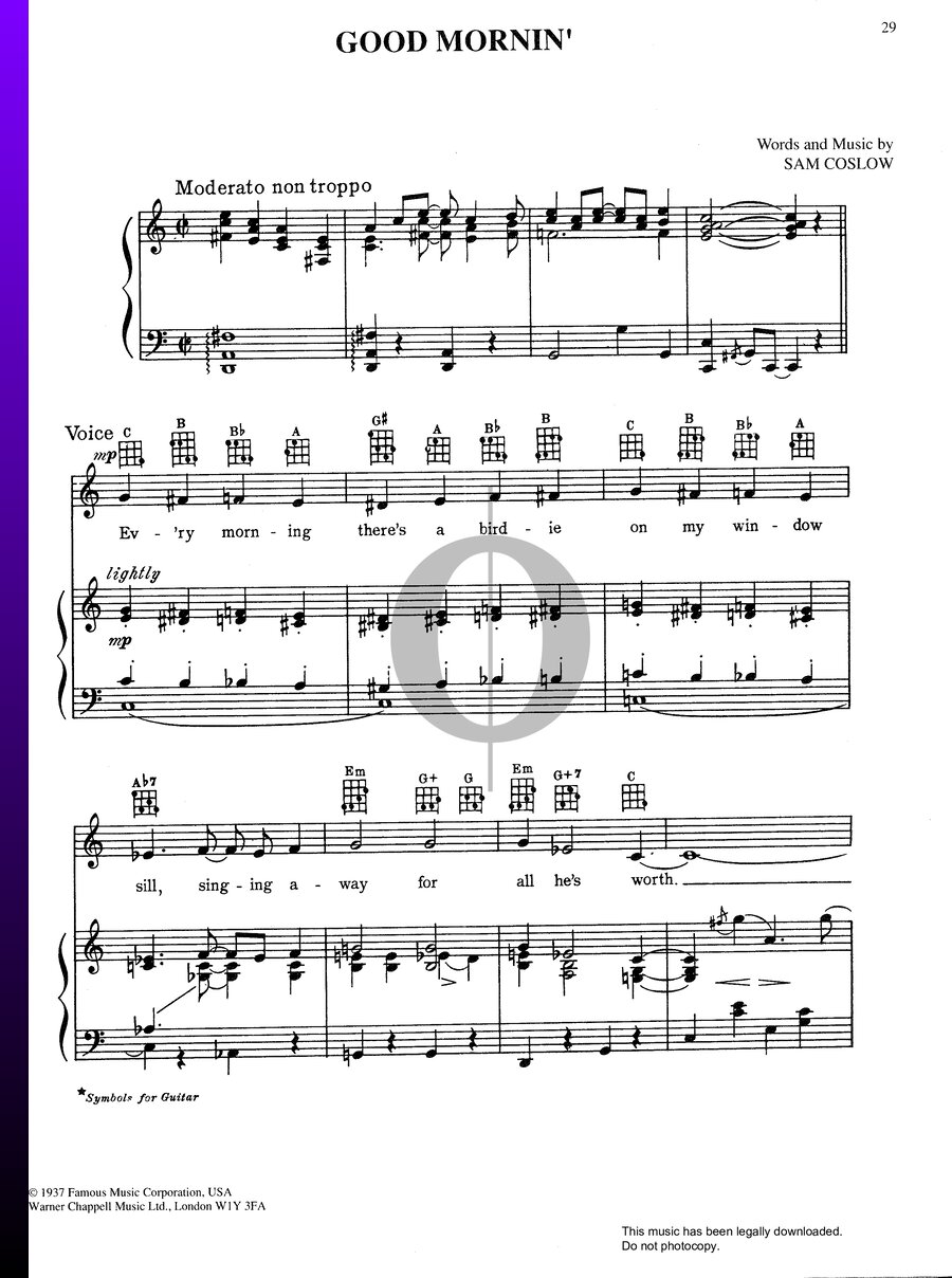 Good Mornin' (Sam Coslow) Piano Sheet Music - OKTAV