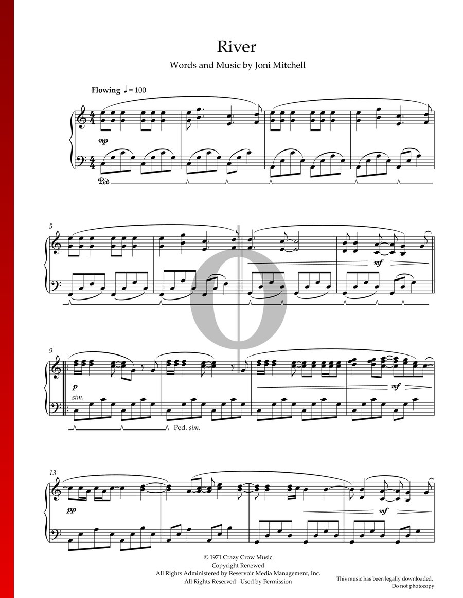 River (Joni Mitchell) Piano Sheet Music - OKTAV