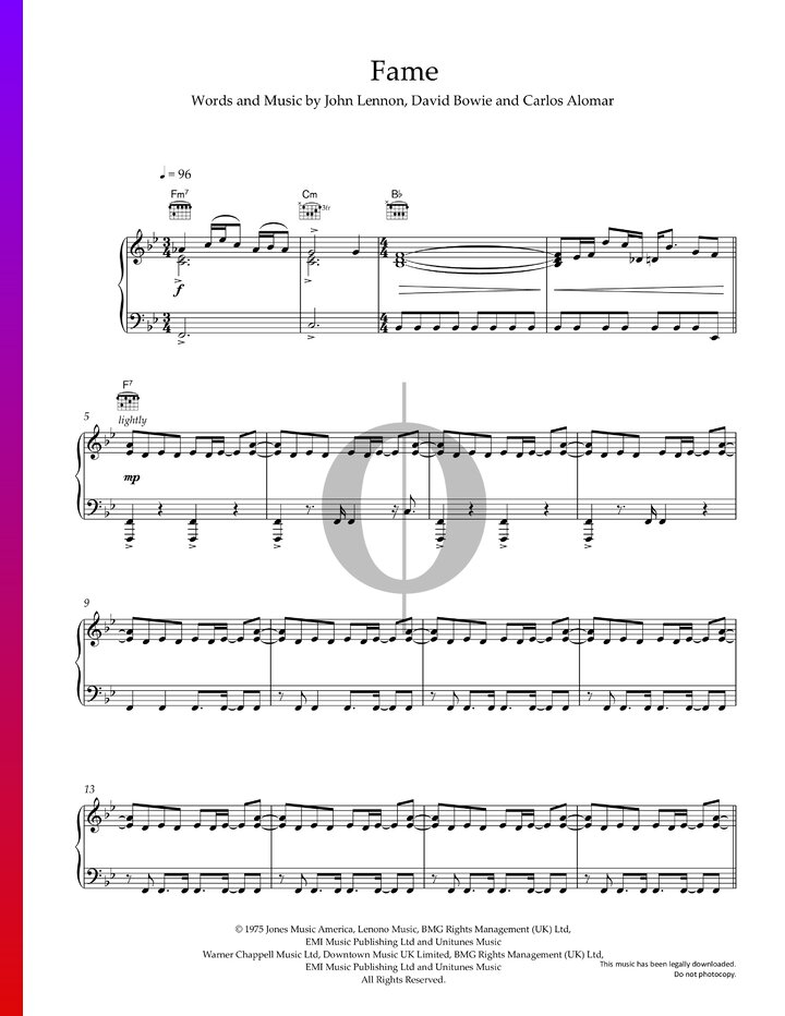Fame (David Bowie) Piano Sheet Music - OKTAV