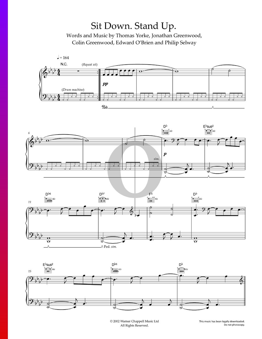 Sit Down Stand Up (Radiohead) Piano Sheet Music - OKTAV