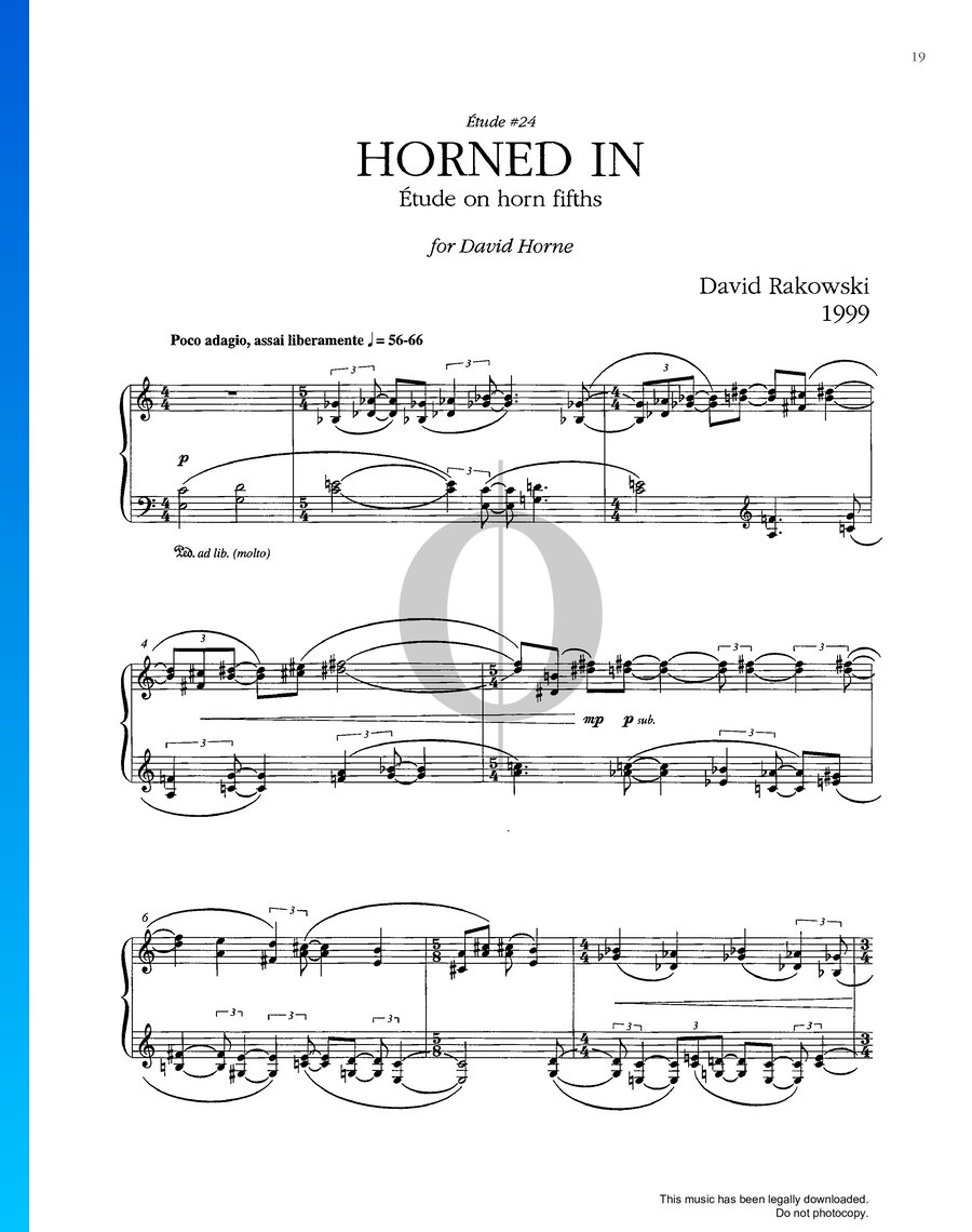 Études Book III: Horned In (David Rakowski) Piano Sheet Music - OKTAV