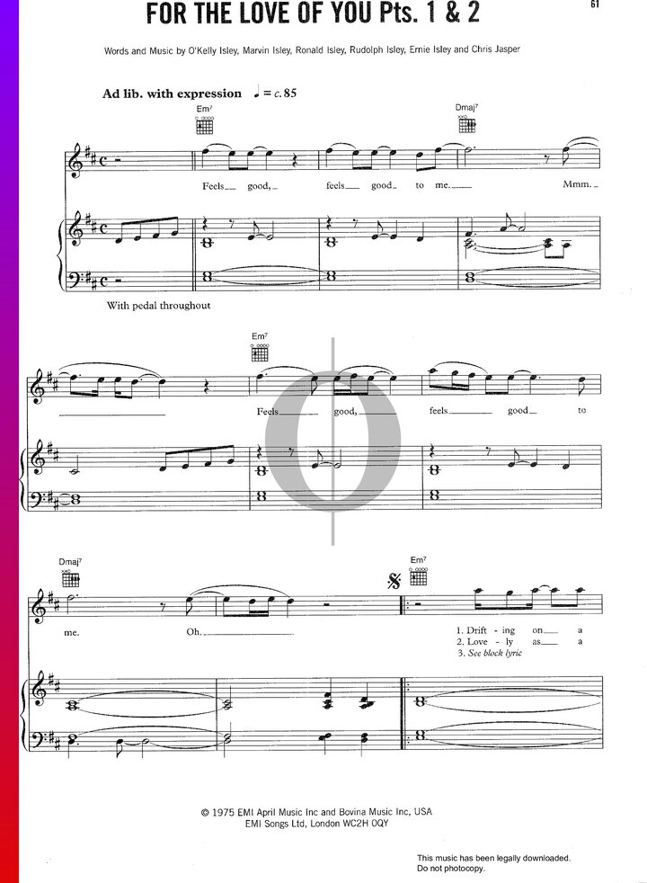 For The Love Of You Pts. 1 & 2 (Joss Stone) Piano Sheet Music - OKTAV
