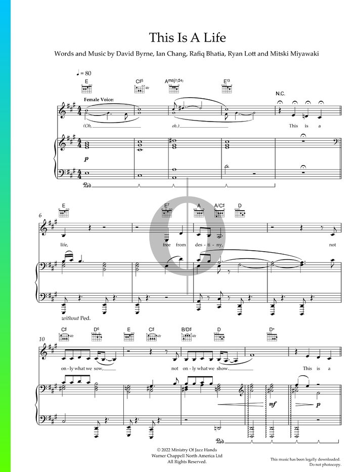 This Is A Life Piano Sheet Music from Everything Everywhere All at Once ...