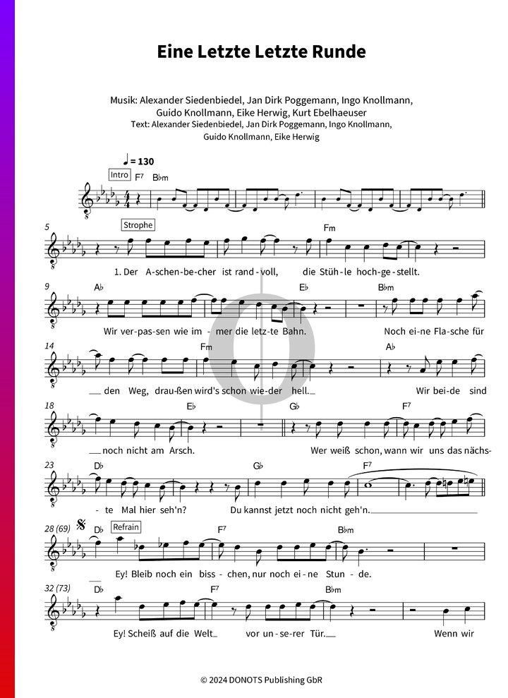 Eine Letzte Letzte Runde (Donots) Piano Sheet Music - OKTAV