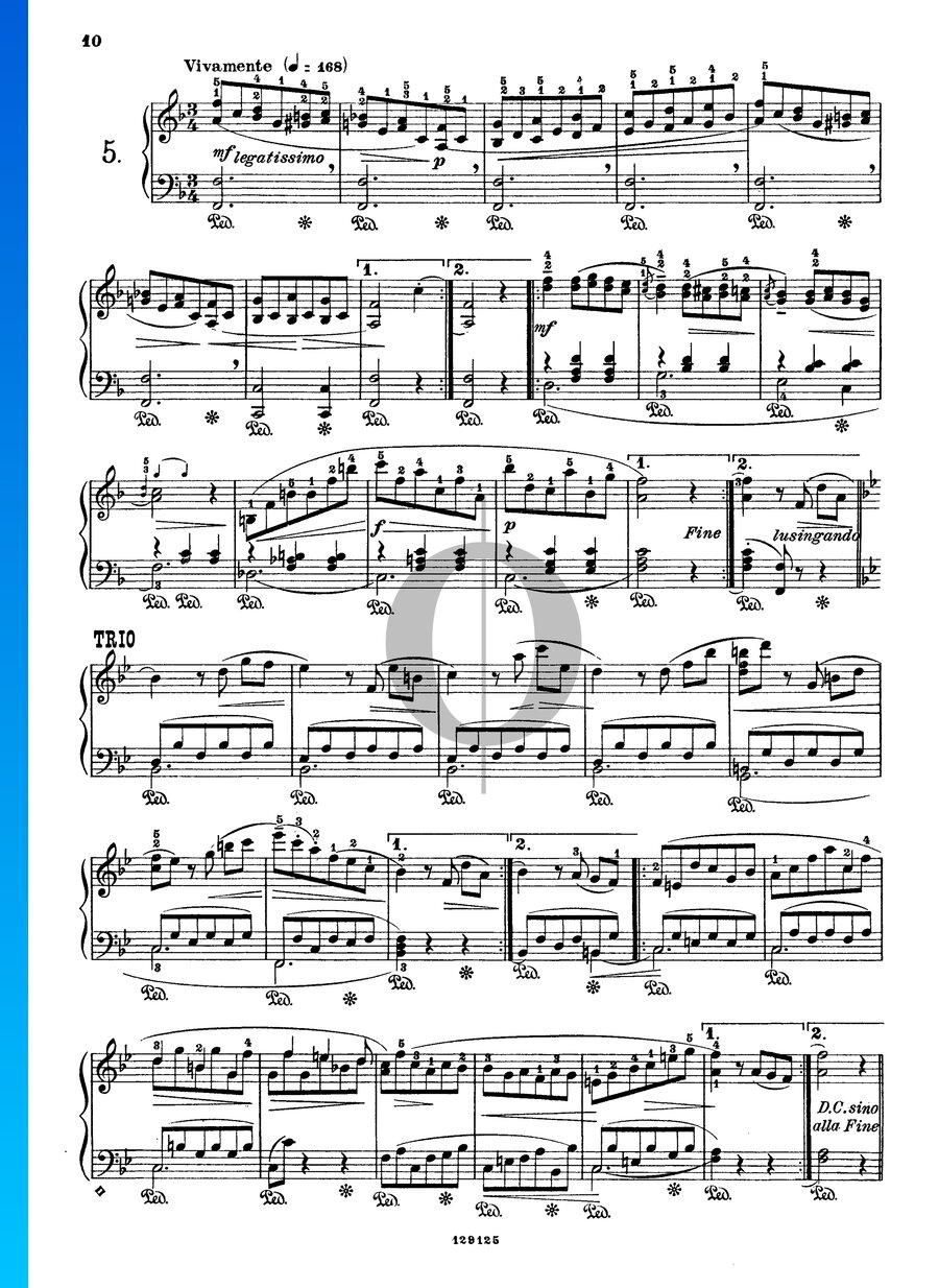 Walzer in F-Dur, Anh.14 Nr. 5 Klaviernoten (Ludwig van Beethoven) - OKTAV