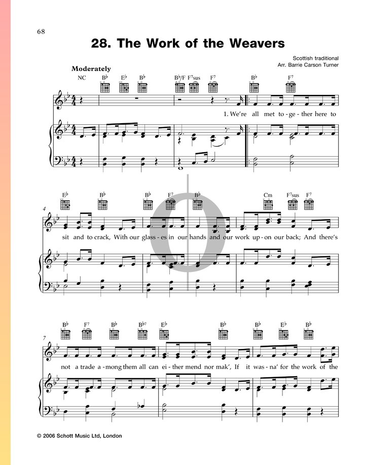 The Work of the Weavers (Anonymous) Piano Sheet Music - OKTAV