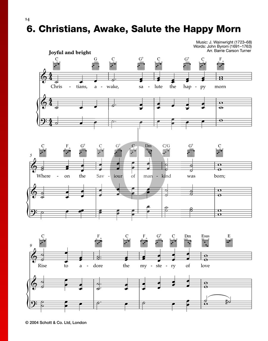 Christians, Awake, Salute The Happy Morn (John Wainwright) Piano Sheet ...