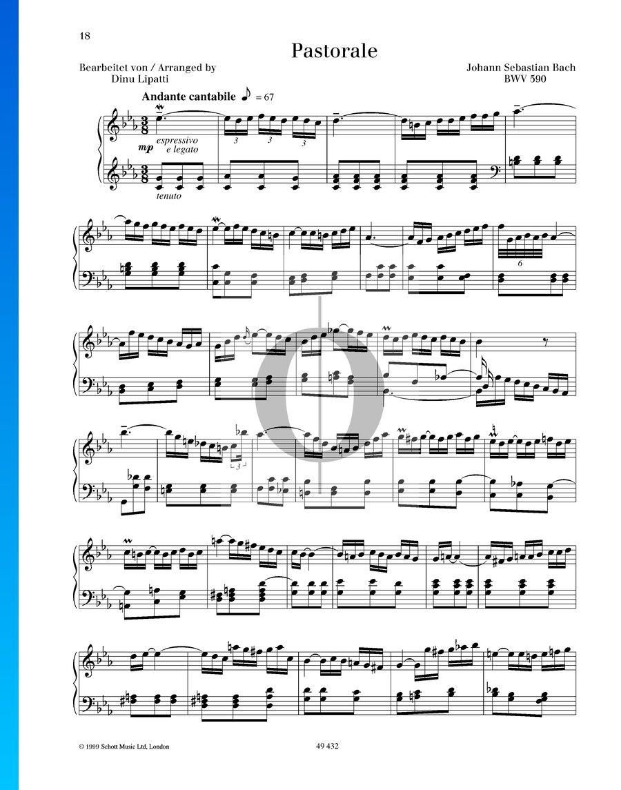 Pastorale in F Major, BWV 590 (Johann Sebastian Bach) Piano Sheet Music ...