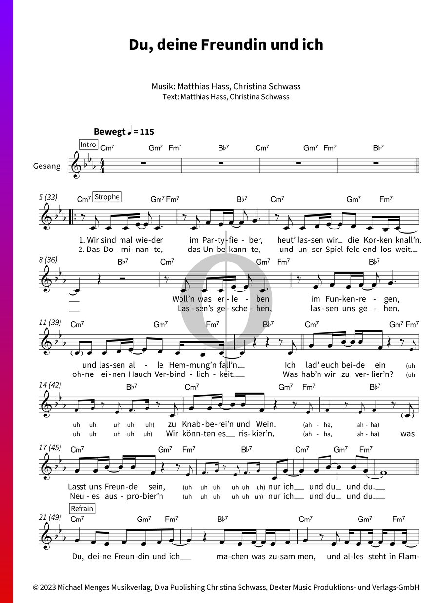 Du, deine Freundin und ich (Roland Kaiser) Piano Sheet Music - OKTAV