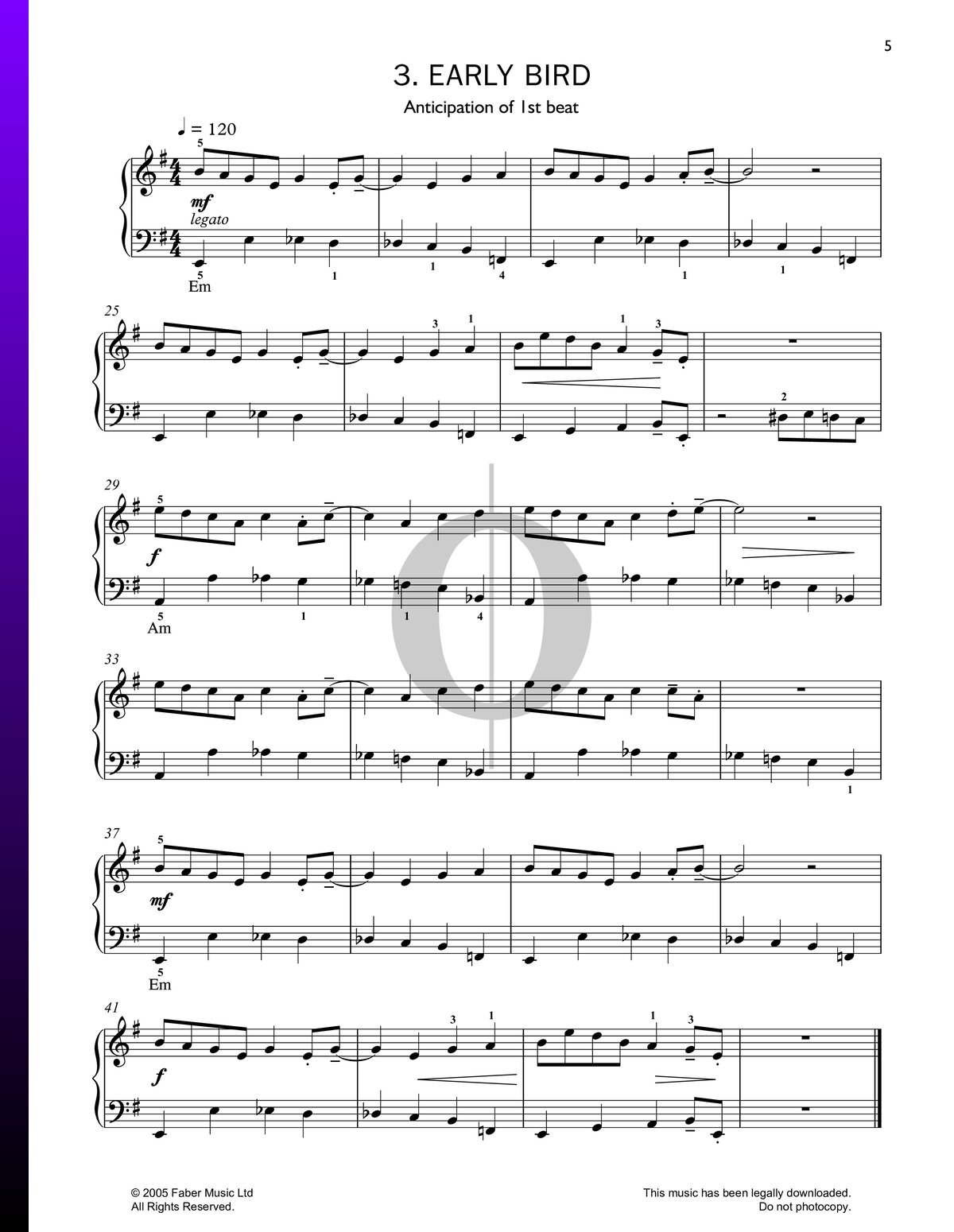 Early Bird (John Kember) Piano Sheet Music - OKTAV