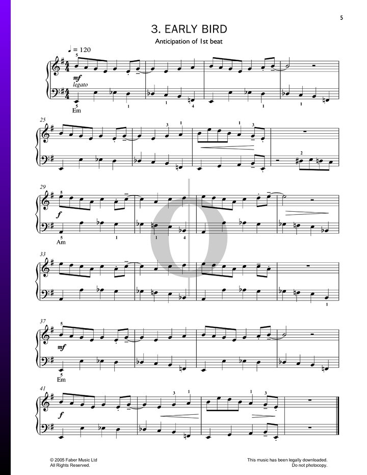 Early Bird (John Kember) Piano Sheet Music - OKTAV
