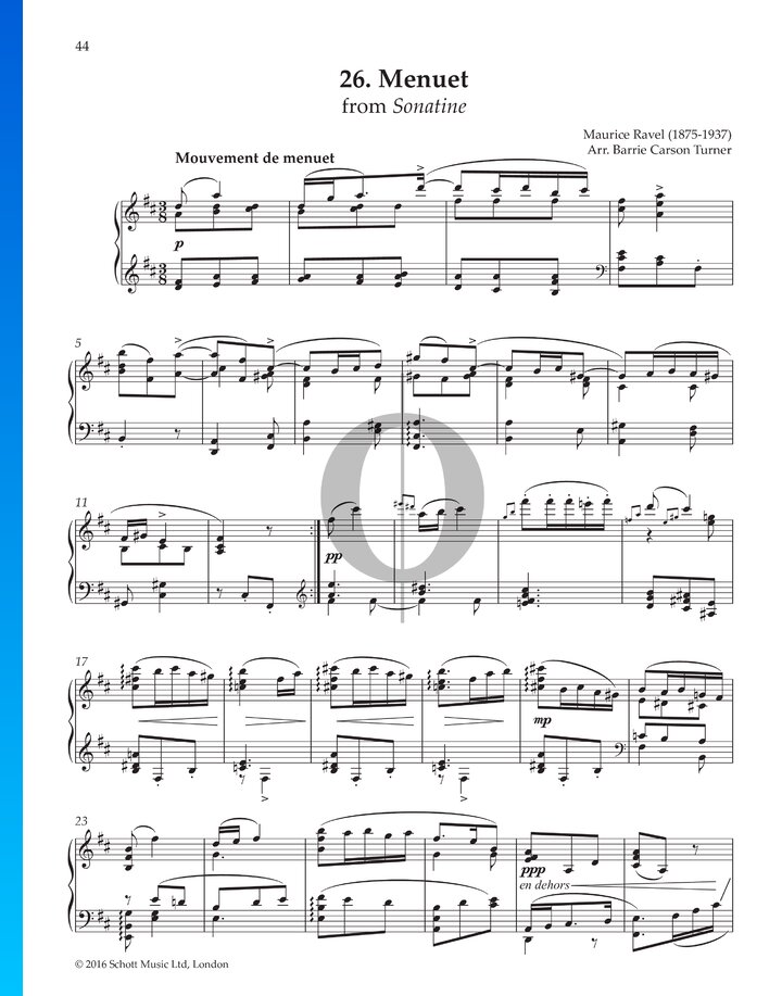 Sonatine, M. 40: No. 2 Mouvement de menuet (Maurice Ravel) Piano Sheet ...